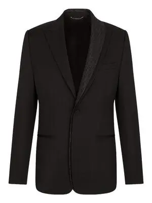 Dior Asymmetrical Shawl Collar Jacket With Oblique Pattern - Black