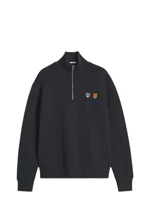 Maison Kitsuné Double Fox Head Half Zip Sweatshirt - Anthracite