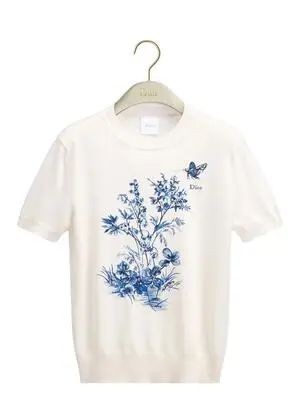 DIOR Dior Short-Sleeved Embroidered Sweater