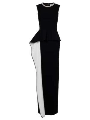 Roland Mouret Embellished Peplum Satin Crêpe Gown - Black