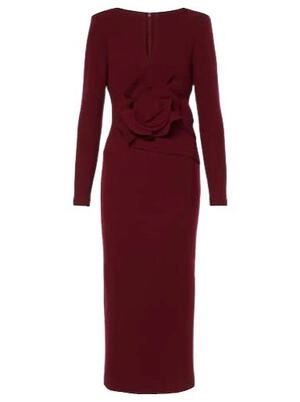 Roland Mouret Floral Wool Crepe Midi Dress - Brown