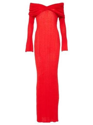AYA MUSE Off-the-shoulder Long-sleeved Maxi Dress - Red