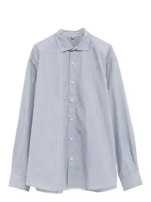 BASERANGE Striped Shirt With Lapel Collar - Gray