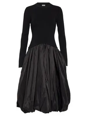 Simkhai Long Sleeve Round Neck Dress With Slit Cuffs - Black
