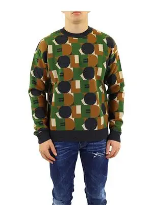 Drole De Monsieur Geometric Print Crew Neck Sweater - Multicolor