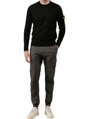 Stone Island Compass Patch Crewneck Knitted Jumper - Black