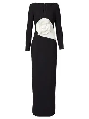 Roland Mouret Floral Appliqué Crêpe Gown - Black