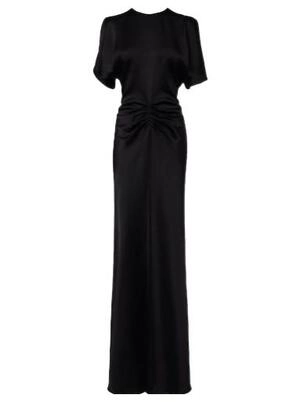 Victoria Beckham Isabella Gathered Satin Gown - Black