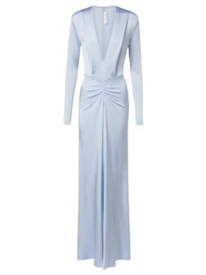 Victoria Beckham Gathered Jersey Gown - Blue