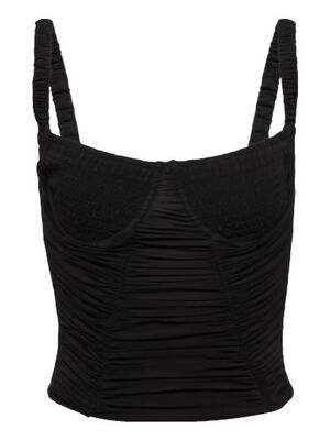 DION LEE Ruched Bustier Top - Black
