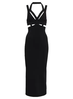DION LEE Sleeveless Open-neck Dress With Belted Hem - Black