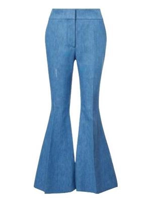 Gabriela Hearst Cotton And Linen Flared Pants - Blue