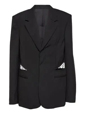 DION LEE Lace Trimed Cutout Suit Jacket - Black