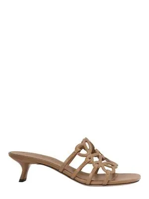 Loewe Petal Anagram Slide In Soft Calfskin - Brown