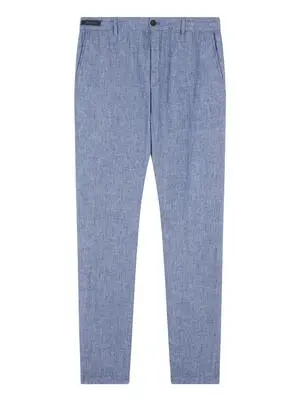 Paul & Shark Linen Chino Trousers With Drawstring - Blue
