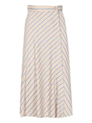 KAOS High Waist Striped Skirt - Nude