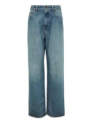 Miu Miu Embroidered Logo Low-rise Jeans - Blue