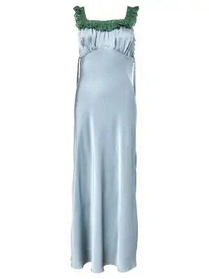 Chloé Maxi Dress With Ruffled Sleeves And Side Slit - Blue