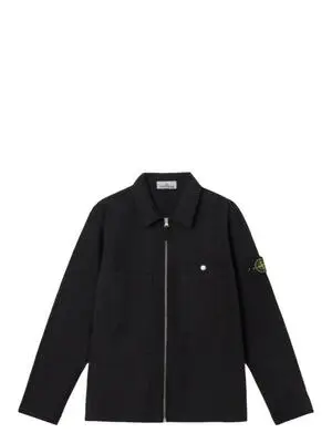 Stone Island Zip-up Jacket With Lapel Collar - Black
