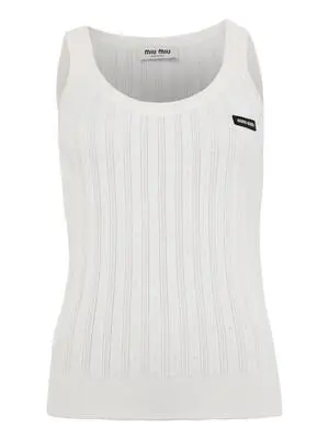 Miu Miu Round Neck Sleeveless Vest - White