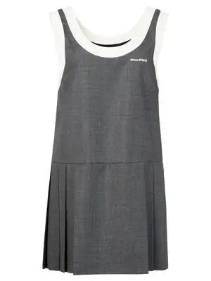 Miu Miu Sleeveless Pleated Dress - Gray
