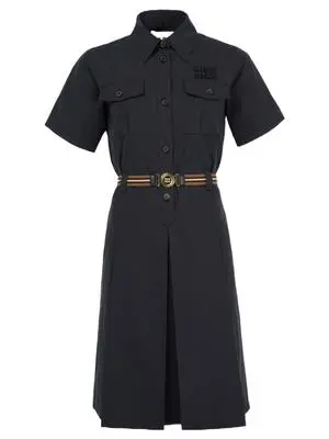Miu Miu Belted Shirt Dress - Blue