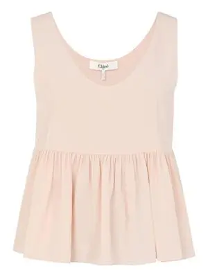 Chloé Sleeveless Peplum Top - Nude