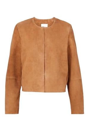 Vince Cropped Leather Jacket - Brown