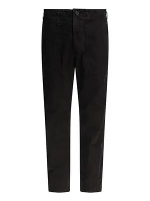 Stone Island Logo Patch Straight-leg Pants - Black