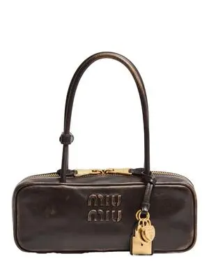 Miu Miu Aged Nappa Leather Shoulder Bag - Black