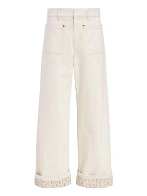 Dior Flared Jeans With Embellished Cuffs - White