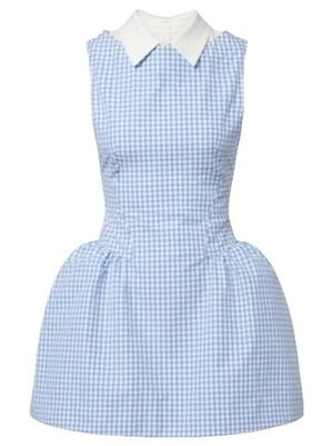 SHUSHU/TONG Gingham Cotton Minidress - Blue
