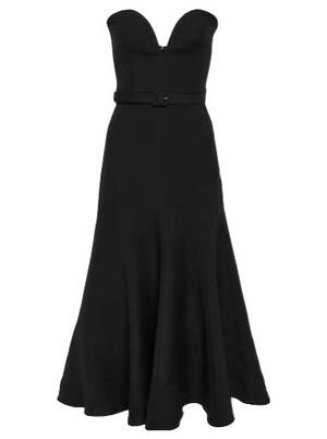Roland Mouret Off-the-shoulder Midi Dress With Belt - Black