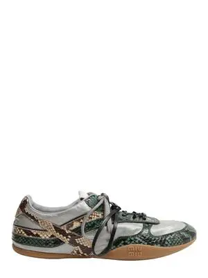 Miu Miu Gymnasium" Lace-up Sneakers With Snakeskin Print - Multicolor