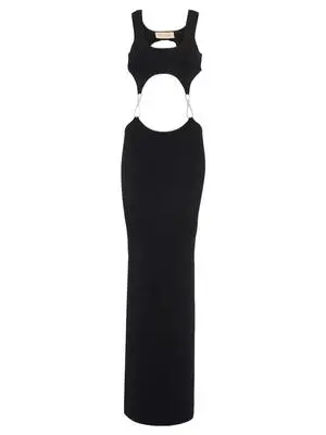 AYA MUSE Cutout Knit Maxi Dress With Metallic Accents - Black