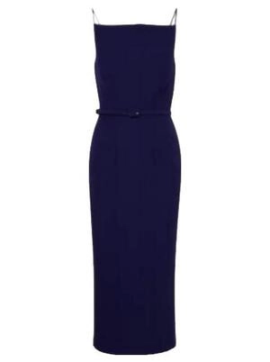 Roland Mouret Belted Crêpe Midi Dress - Navy