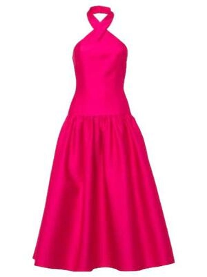Roland Mouret Halterneck Taffeta Midi Dress - Pink