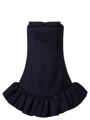 SHUSHU/TONG Bow Detail Wool Mini Dress - Black