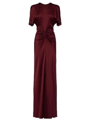 Victoria Beckham Isabella Gathered Satin Gown - Brown
