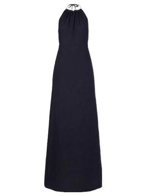 NILI LOTAN Lelia Halterneck Linen Maxi Dress - Black