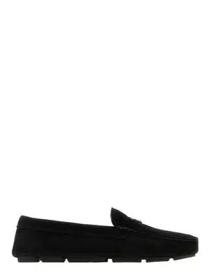 Prada Logo Plaque Slip-on Loafers - Black