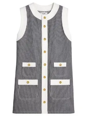 CELINE Celine Sleeveless Hickory Stripe Mini Dress