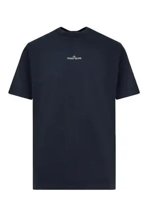 Stone Island Logo Printed Crewneck T-shirt - Blue