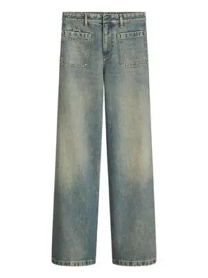 Dior Flared Jeans With Embroidered Details - Gray