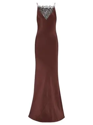 Roland Mouret Lace-trimmed Silk Satin Gown - Red