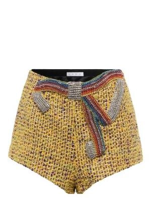 AREA Crystal-embellished Tweed Shorts - Brown