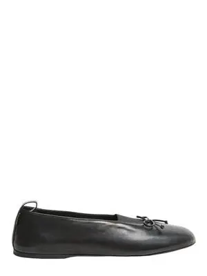 Miu Miu Leather Ballet Flats With Bow Detailing - Black