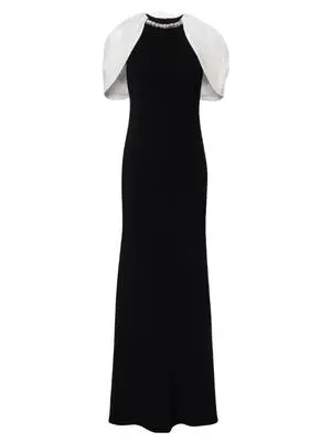 Roland Mouret Embellished Cape Effect Gown - Black