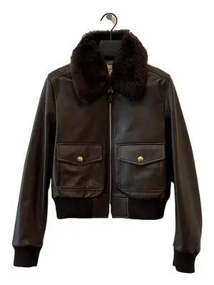 CELINE Celine Aviator Blouson Jacket In Calfskin With Fur Collar