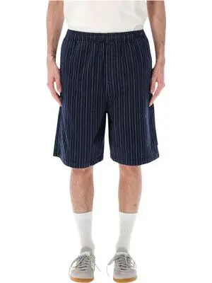 StÜssy Striped Elastic Waist Shorts - Black